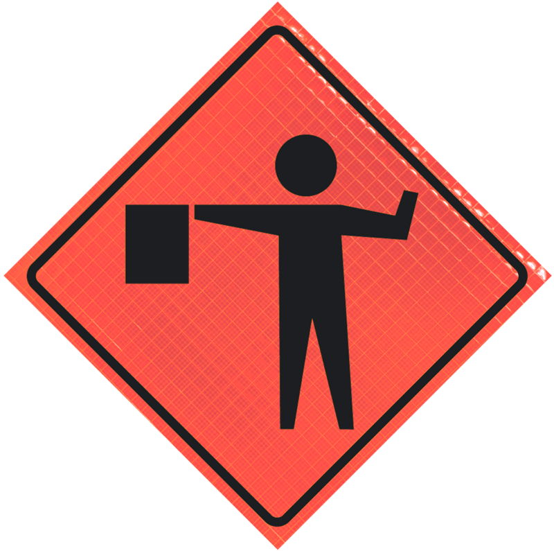 36" X 36" Roll-up Super Bright™ - Flagger (symbol) (w20-7) - Work Zone ...