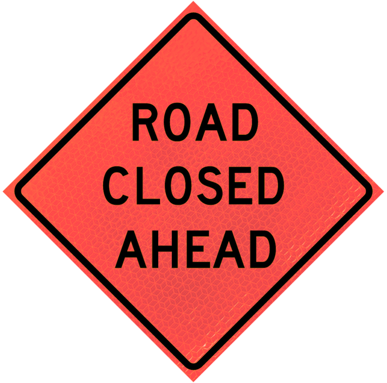 Road Closed Ahead (w20-3)n36" Marathon™ Roll-up Sign - Work Zone Supply