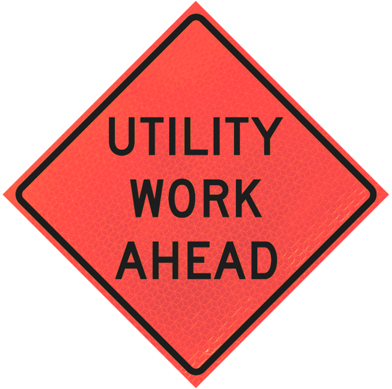 Utility Work Ahead (w21-7) 36" Marathon™ Roll-up Sign - Work Zone Supply