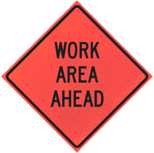 Work Area Ahead 36" Marathon™ Roll-up Sign - Work Zone Supply