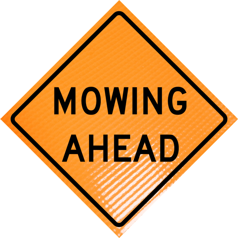 Mowing Ahead (w-21-8) 36" Non-reflective Roll-up - Work Zone Supply