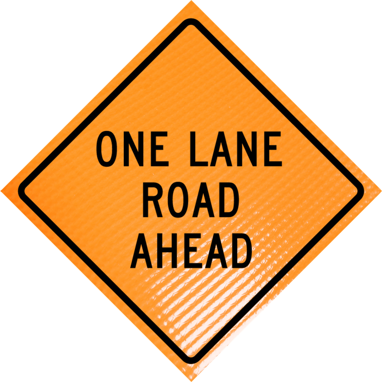 One Lane Road Ahead (w20-4)36" Non-reflective Roll-up Sign - Work Zone ...