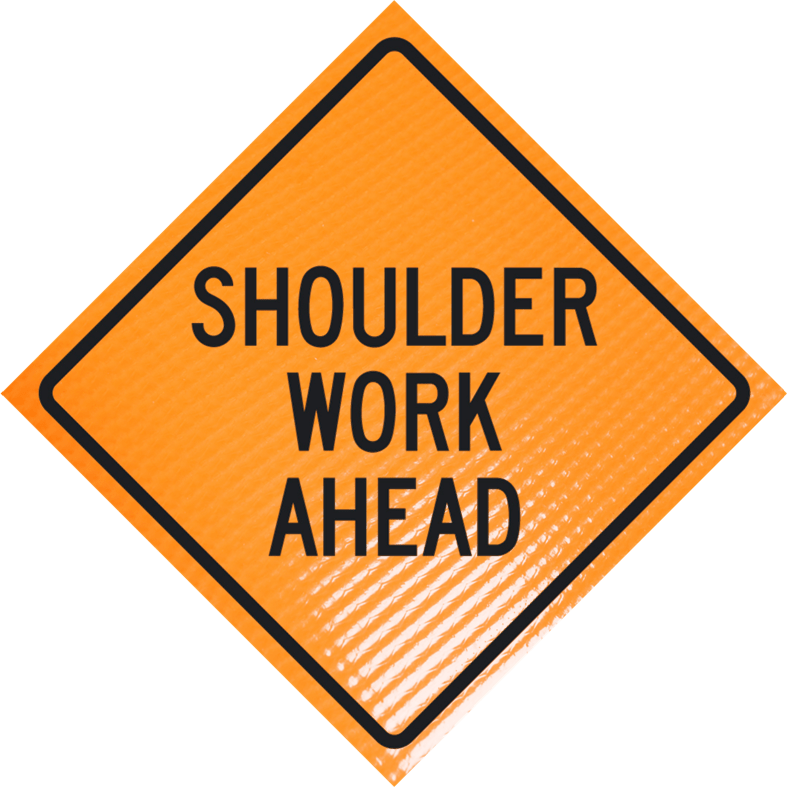 Shoulder Work Ahead 36" Non-reflective Roll-up - Work Zone Supply