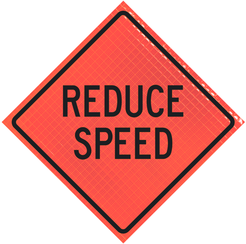 Reduce Speed 36" Super Bright™ Reflective Vinyl Roll-up Sign - Work ...