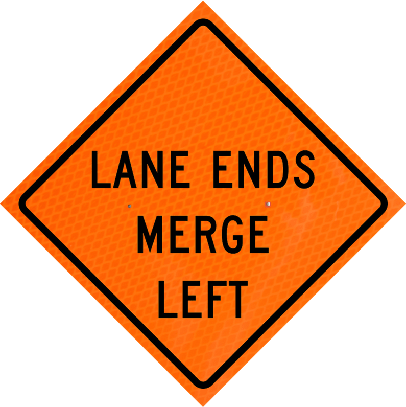 Lane Ends Merge Left (w9-2l) 48" Diamond Grade™ Roll-up - Work Zone Supply