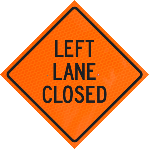 Left Lane Closed 48" Diamond Grade™ Roll-up - Work Zone Supply