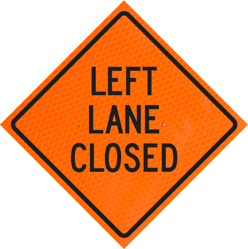 Left Lane Closed 48" Diamond Grade™ Roll-up - Work Zone Supply