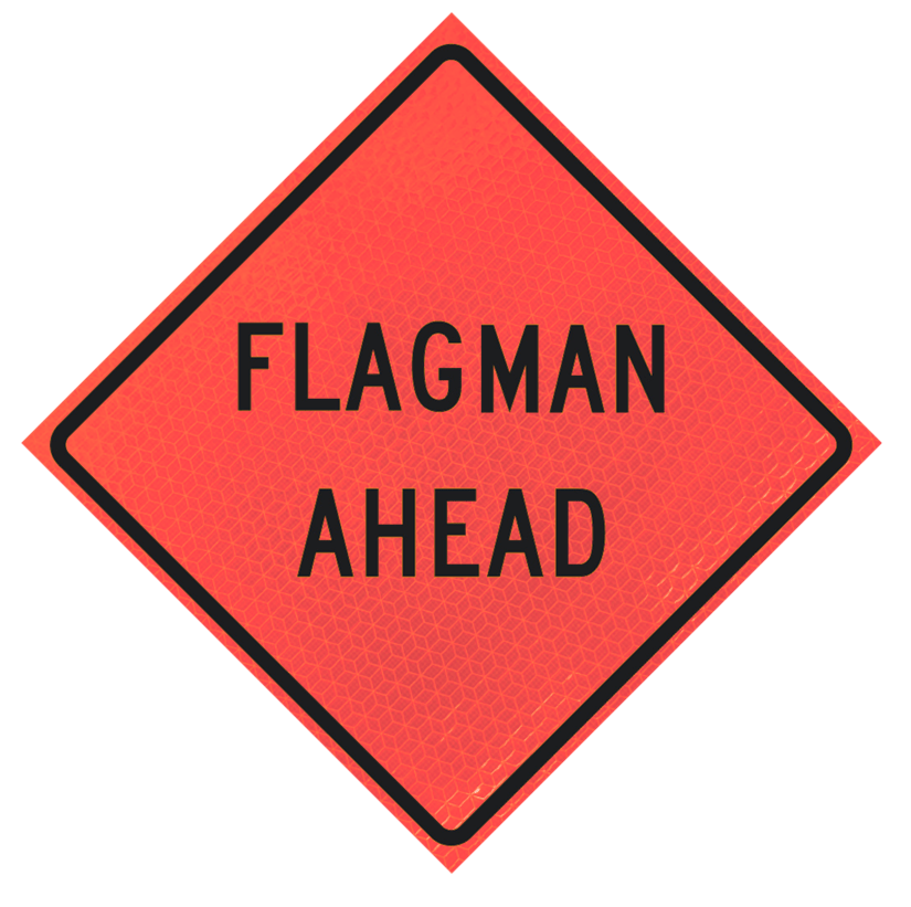 Flagman Ahead 48" Marathon™ Roll-up Sign - Work Zone Supply