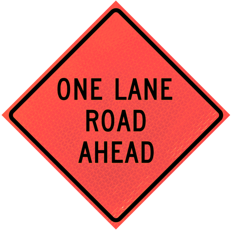 One Lane Road Ahead (w20-4)n48" Marathon™ Roll-up Sign - Work Zone Supply