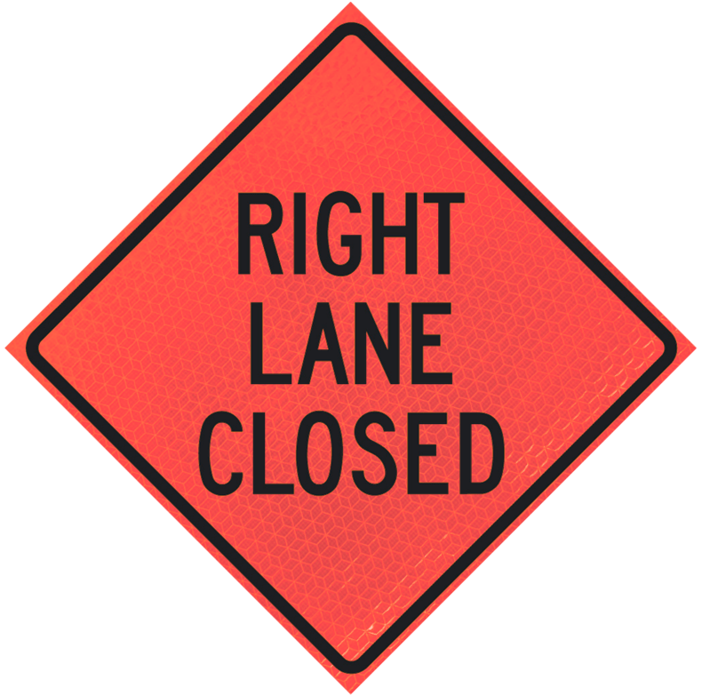 Right Lane Closed (w20-5r)n48" Marathon™ Roll-up Sign - Work Zone Supply