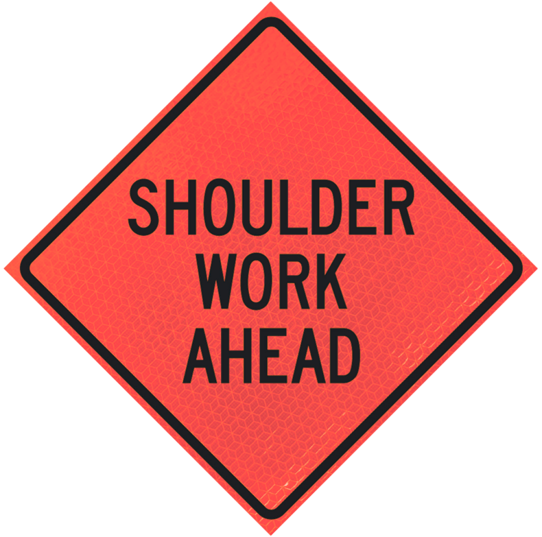 Shoulder Work Ahead 48" Marathon™ Roll-up Sign - Work Zone Supply