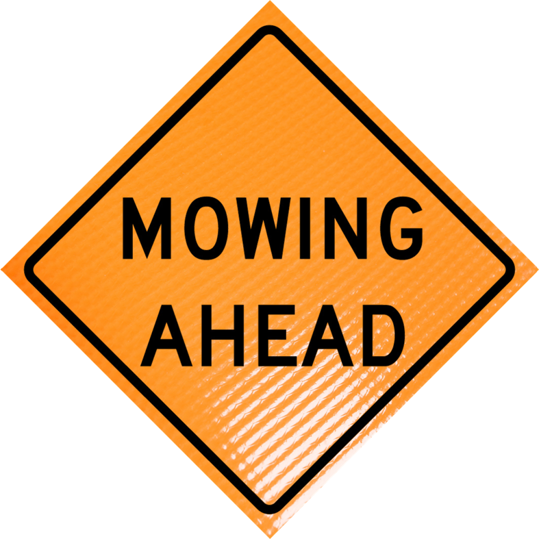 Mowing Ahead (w-21-8) 48" Non-reflective Roll-up Sign - Work Zone Supply