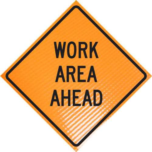 Work Area Ahead 48" Non-reflective Roll-up Sign - Work Zone Supply