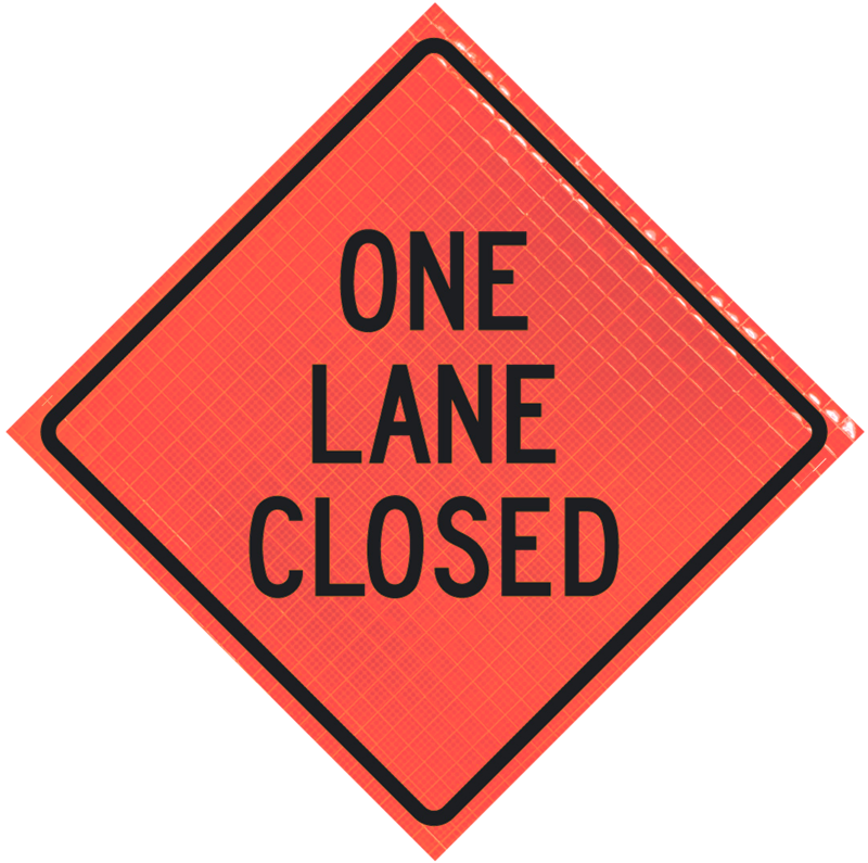 One Lane Closed 48" Super Bright™ Roll-up Sign - Work Zone Supply