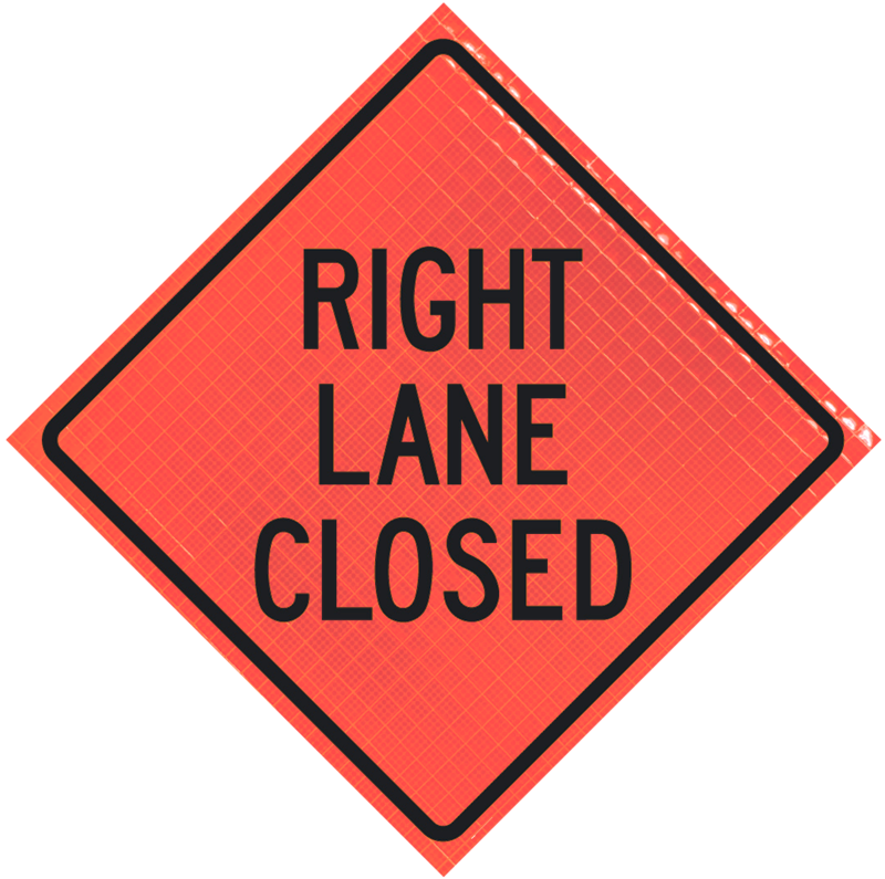 Right Lane Closed (w20-5r) 48" Super Bright™ Roll-up Sign - Work Zone ...
