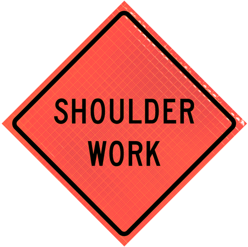 Shoulder Work (w21-5) 48" Super Bright™ Roll-up Sign - Work Zone Supply