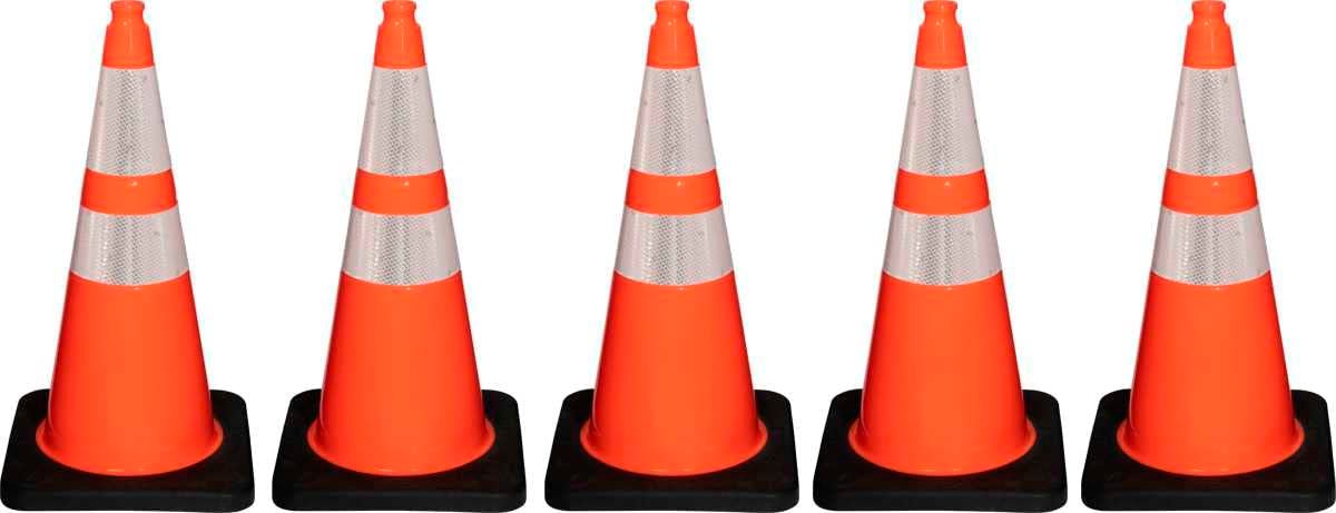 28-Inch 7 Lb Traffic Safety Cones With Reflective Collars - Pack Of 5 ...